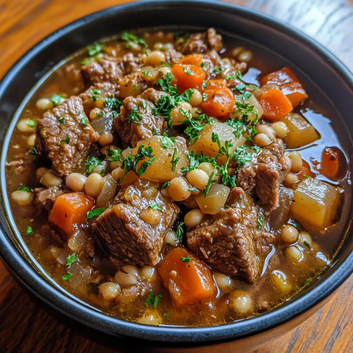 Cozy Up with This Easy Herbed Beef and Barley Kettle Stew